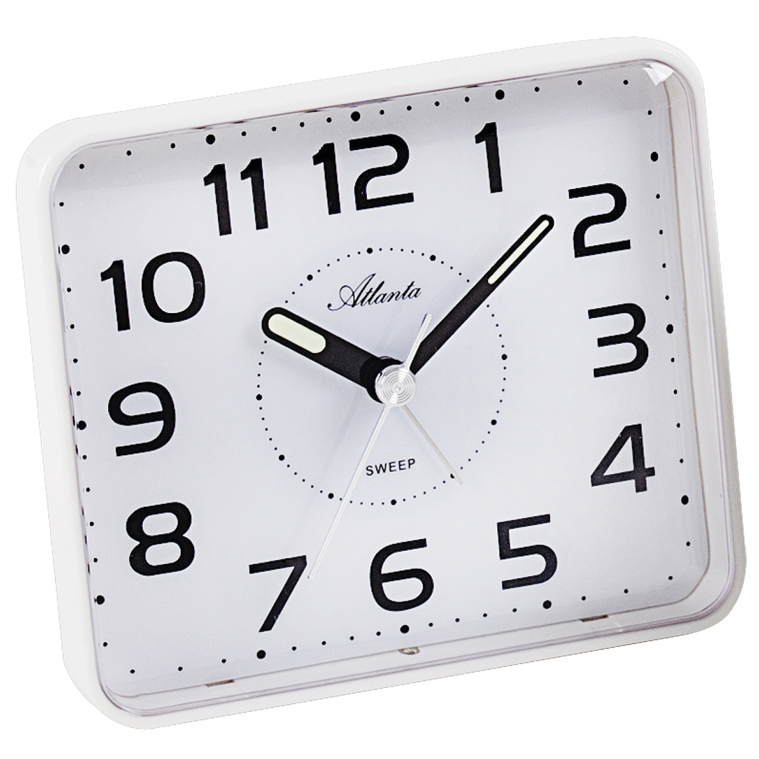 Atlanta Quarz analog Wecker viereckig weiß leise mit Licht und Snooze ッ ...